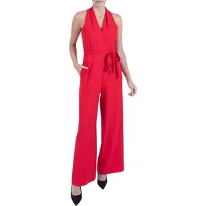 Julia Jordan Tie Waist Jumpsuit - Red