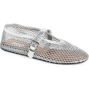 Alaïa Fishnet Ballerina Flat - Argent