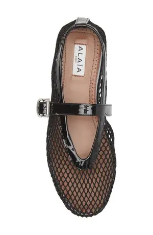 Alaïa Fishnet Ballerina Flat - Black