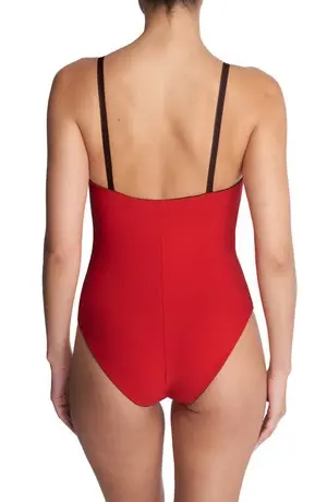 Natori Riviera Reversible One-piece Swimsuit - Red/choco