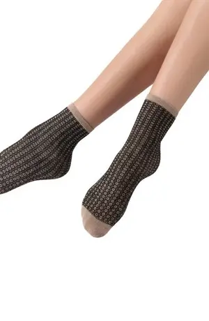 Oroblu Oroblu Assorted 2-Pack Crew Socks Black-camel
