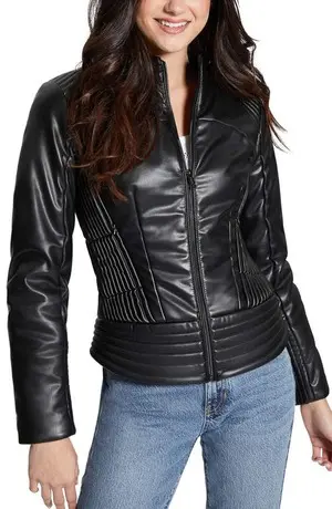 Guess Lea Corset Faux Leather Jacket