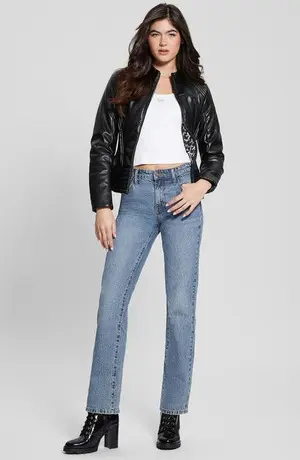 Guess Lea Corset Faux Leather Jacket
