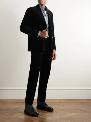 Mr P. Double-breasted Cotton And Cashmere-blend Corduroy Blazer - Black
