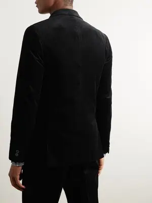Mr P. Double-breasted Cotton And Cashmere-blend Corduroy Blazer - Black