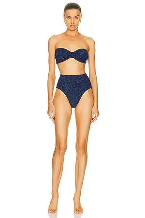 Hunza G Hunza G Ruby Lurex Bikini In Navy Navy & Silver
