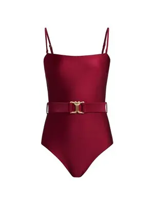 Zimmermann Women's Lexi Belted One-Piece Swimsuit - Ruby  - Ruby