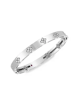 Roberto Coin Verona 18k & 0.45 Tcw Diamond Hinged Bangle Bracelet - White Gold