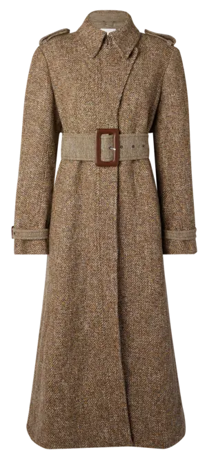 Chloé Belted Wool-blend Tweed Coat