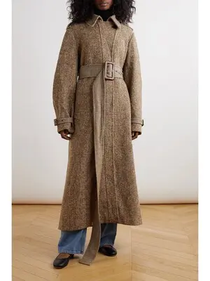 Chloé Belted Wool-blend Tweed Coat