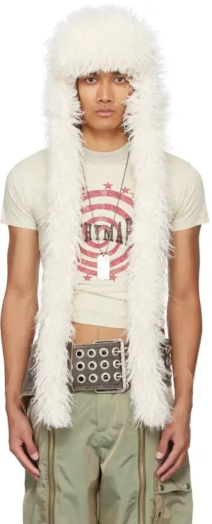 Vaquera VAQUERA White Furry Aviator Hat - Cream