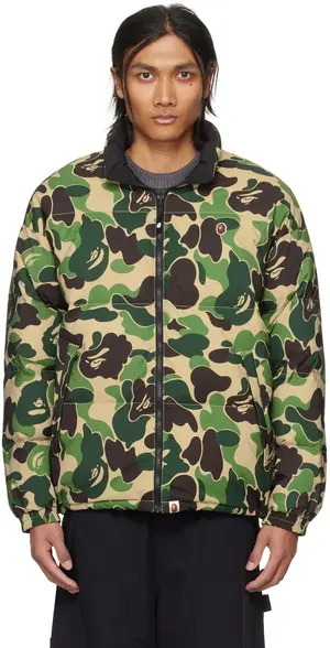 A BATHING APE BAPE Green ABC Camo Reversible Down Jacket - Green
