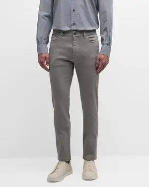 Zegna Garment-Dyed Slim Denim Jeans - Md Gry Sld