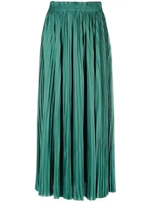 Ulla Johnson Pleated Satin Midi Skirt
