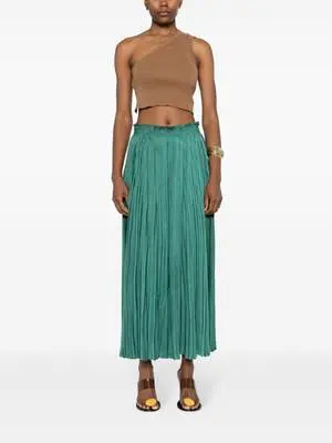 Ulla Johnson Pleated Satin Midi Skirt