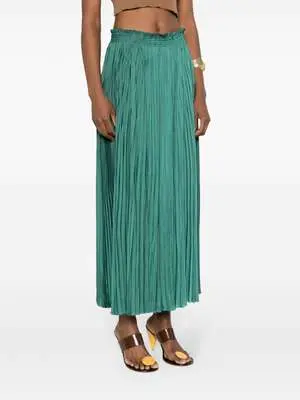 Ulla Johnson Pleated Satin Midi Skirt