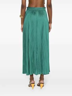 Ulla Johnson Pleated Satin Midi Skirt