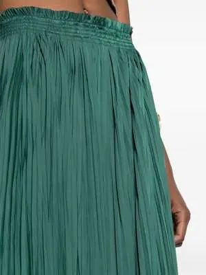 Ulla Johnson Pleated Satin Midi Skirt