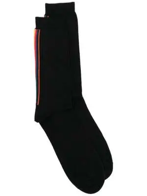Paul Smith Stripe-detailing Cotton Ankle Socks - Black