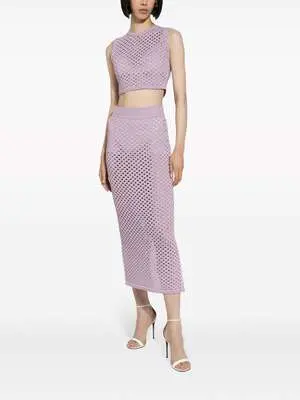 Dolce & Gabbana Crochet-knit High-waist Skirt - Purple