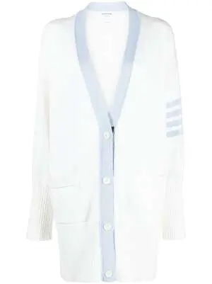 Thom Browne 4-bar Cotton Cardigan - White