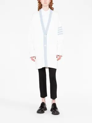 Thom Browne 4-bar Cotton Cardigan - White