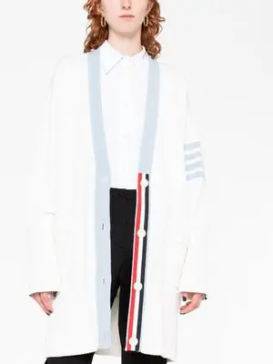 Thom Browne 4-bar Cotton Cardigan - White