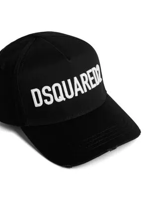 Dsquared2 Cotton Baseball Cap With Embroidered Logo - Black