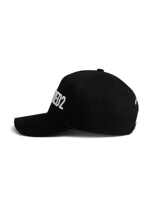 Dsquared2 Cotton Baseball Cap With Embroidered Logo - Black
