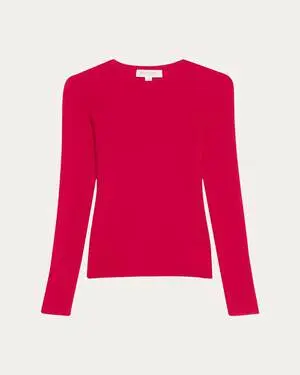 Michael Kors Michael Kors Collection Hutton Ribbed Cashmere Pullover - Raspberry