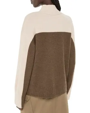 Whistles Wool Color Blocked Turtleneck Sweater