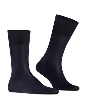 Falke Cotton Blend Fil D'ecosse Mid-calf Socks - Dark Navy