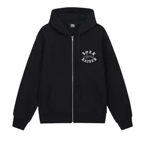 StÜssy X Born X Raised Logo Zip Hoodie - Black