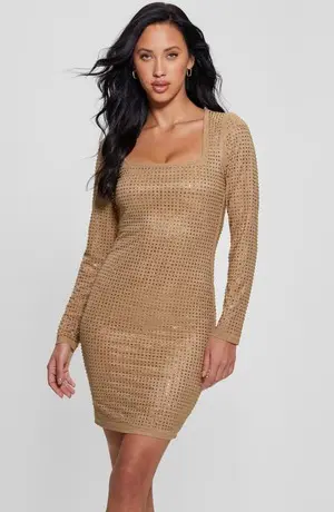 Guess Emilie Rhinestone Mini Dress - Wet Sand Multi | Editorialist