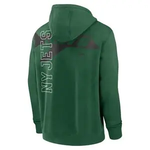 Nike New York Jets Throwback Layered Logo Statement Pullover Hoodie