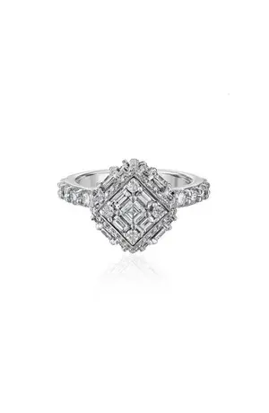 MINDI MOND Clarity Dimensional Halo Diamond Ring - White Gold/diamond