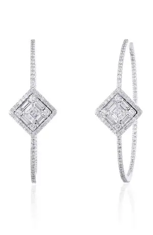 MINDI MOND Clarity Asscher Diamond Hoop Earrings - D4.00 18kwg