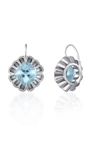 MINDI MOND Floating Aquamarine And Diamond Drop Earrings