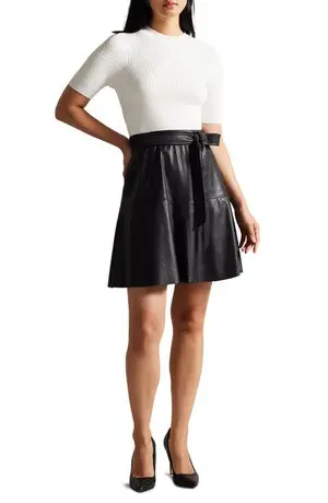 Ted Baker London Olivia Mixed Media Mini Dress