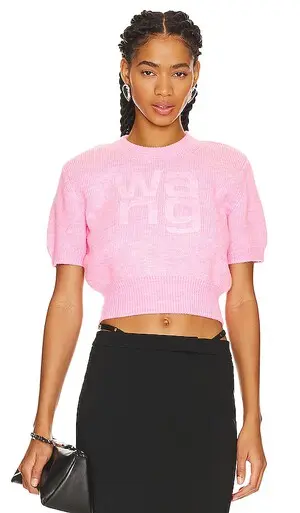 Alexander Wang Debossed Stacked Logo Tee In Pink