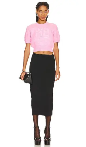 Alexander Wang Debossed Stacked Logo Tee In Pink