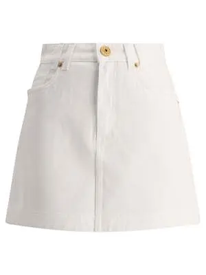 Balmain Midi Denim Skirt White