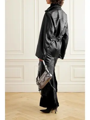 Balenciaga Cocoon Double-breasted Belted Leather Trench