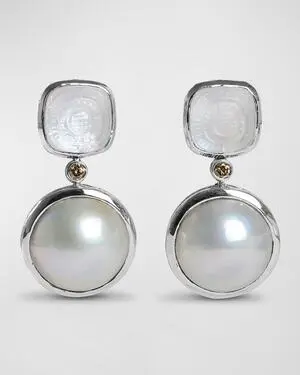 Stephen Dweck Quartz And Pearl Drop Earrings - White
