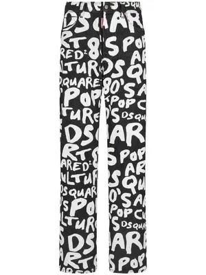 Dsquared2 Cotton Blend Logo Lettering Slim-fit Trousers