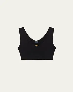 Prada Prada Jersey Cropped Tank Top - Nero