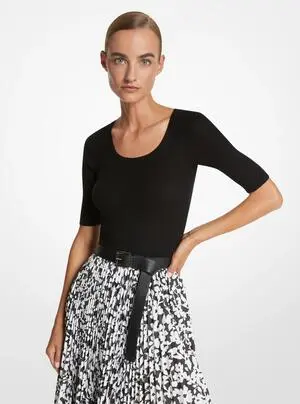 Michael Kors Cashmere Three-quarter Sleeve Sweater - Black