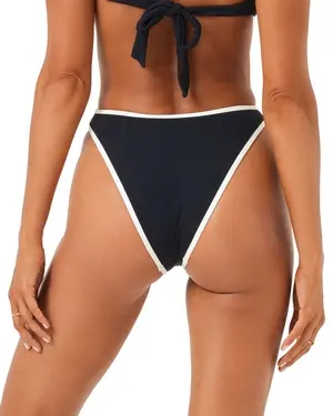 L*Space Nora High Leg Bikini Bottom - Black/cream
