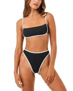 L*Space Nora High Leg Bikini Bottom - Black/cream