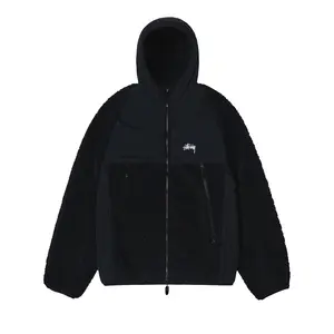 StÜssy Sherpa Paneled Hooded Jacket - Black